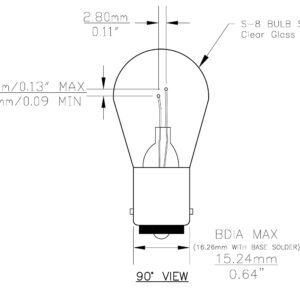 CEC Industries #1158 Bulbs, 6.4/7 V, 16.57/5.25 W, BA15d Base, S-8 shape (Box of 10)