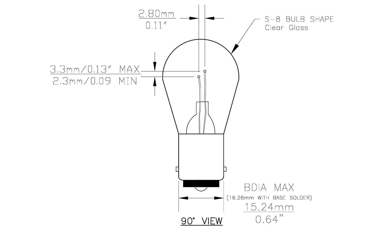 CEC Industries #1158 Bulbs, 6.4/7 V, 16.57/5.25 W, BA15d Base, S-8 shape (Box of 10)