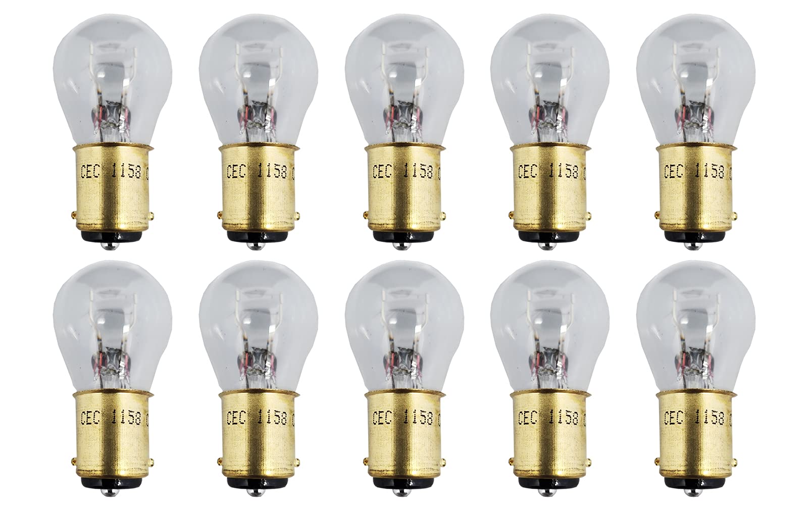 CEC Industries #1158 Bulbs, 6.4/7 V, 16.57/5.25 W, BA15d Base, S-8 shape (Box of 10)