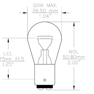 CEC Industries #1158 Bulbs, 6.4/7 V, 16.57/5.25 W, BA15d Base, S-8 shape (Box of 10)