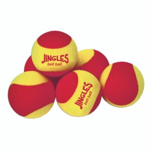 oncourt offcourt tennis jingles bell set of 6 balls - softball sized foam balls/make noise upon contact/designed for blind and youth players