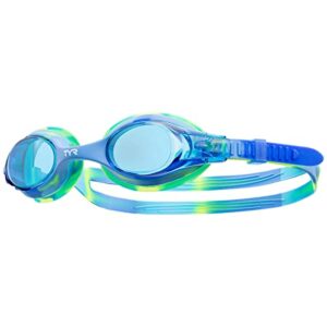 tyr swimple tie dye youth swim goggles, blue/green, ages 3-10