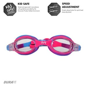 TYR Youth Tie Dye Swimple Goggles, Pink/Blue, One Size, for Ages 3-10