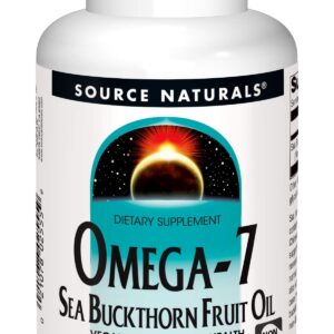 Source Naturals Omega-7 Sea Buckthorn Fruit Oil, Non-GMO, Vegan-Sourced for Health and Vitality* - 120 Vegan Softgels