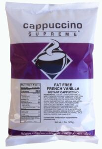 cappuccino supreme 2 lb bag fat free french vanilla instant cappuccino mix