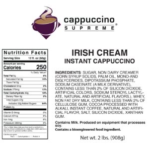 Cappuccino Supreme 2 lb bag Irish Cream Instant Cappuccino Mix