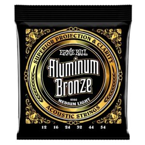 ernie ball medium light aluminum bronze acoustic guitar strings, 12-54 gauge (p02566)