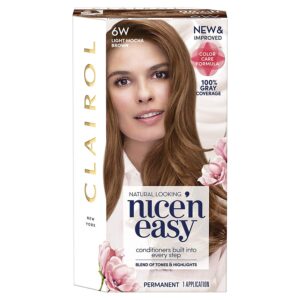 clairol nice 'n easy hair color, light mocha brown (6w), 2 pk