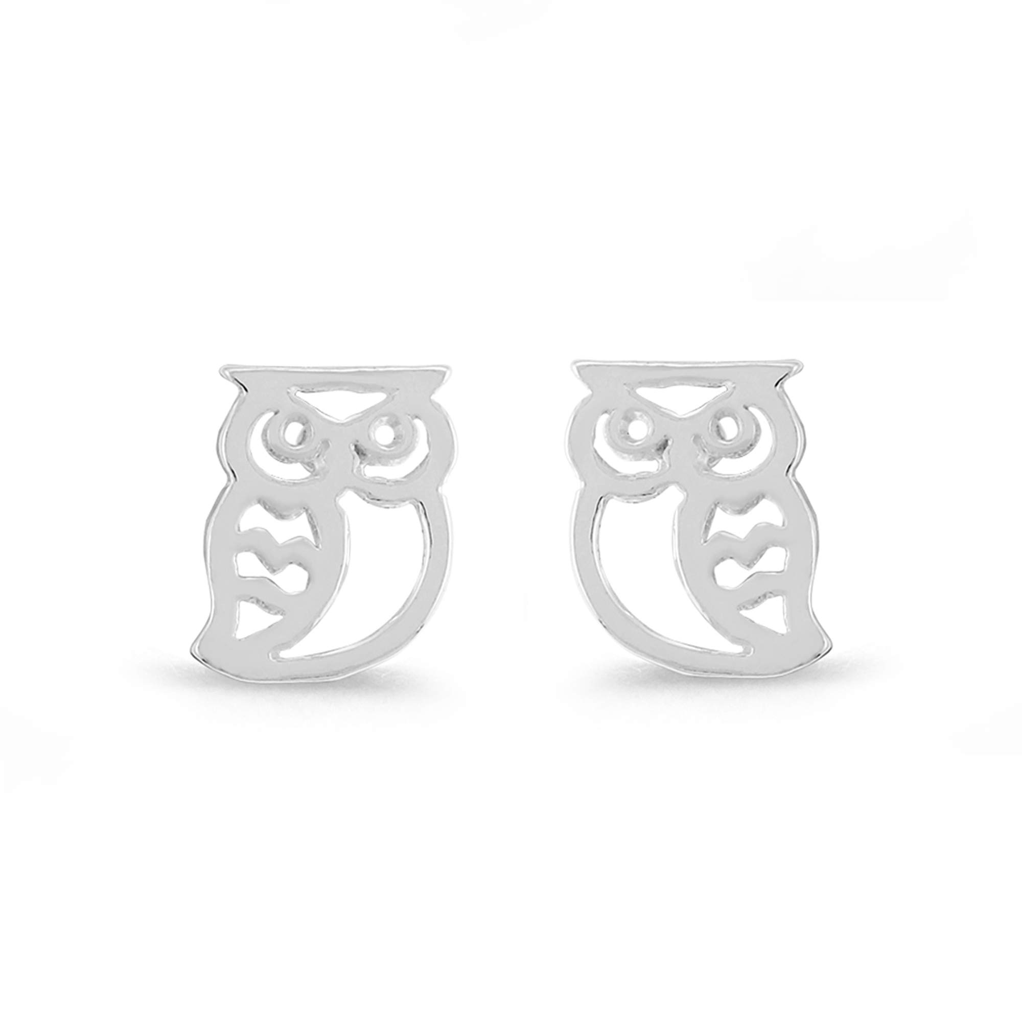 Boma Jewelry Sterling Silver Owl Stud Earrings