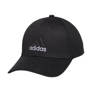 adidas men's zags 2.0 structured mid crown a-flex stretch fit hat, black/white, small-medium