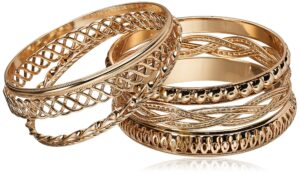 guess "basic" gold 7 piece mixed bangle bracelet