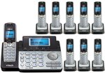 vtech ds6151 base with 8 additional ds6101 cordless handsets bundle