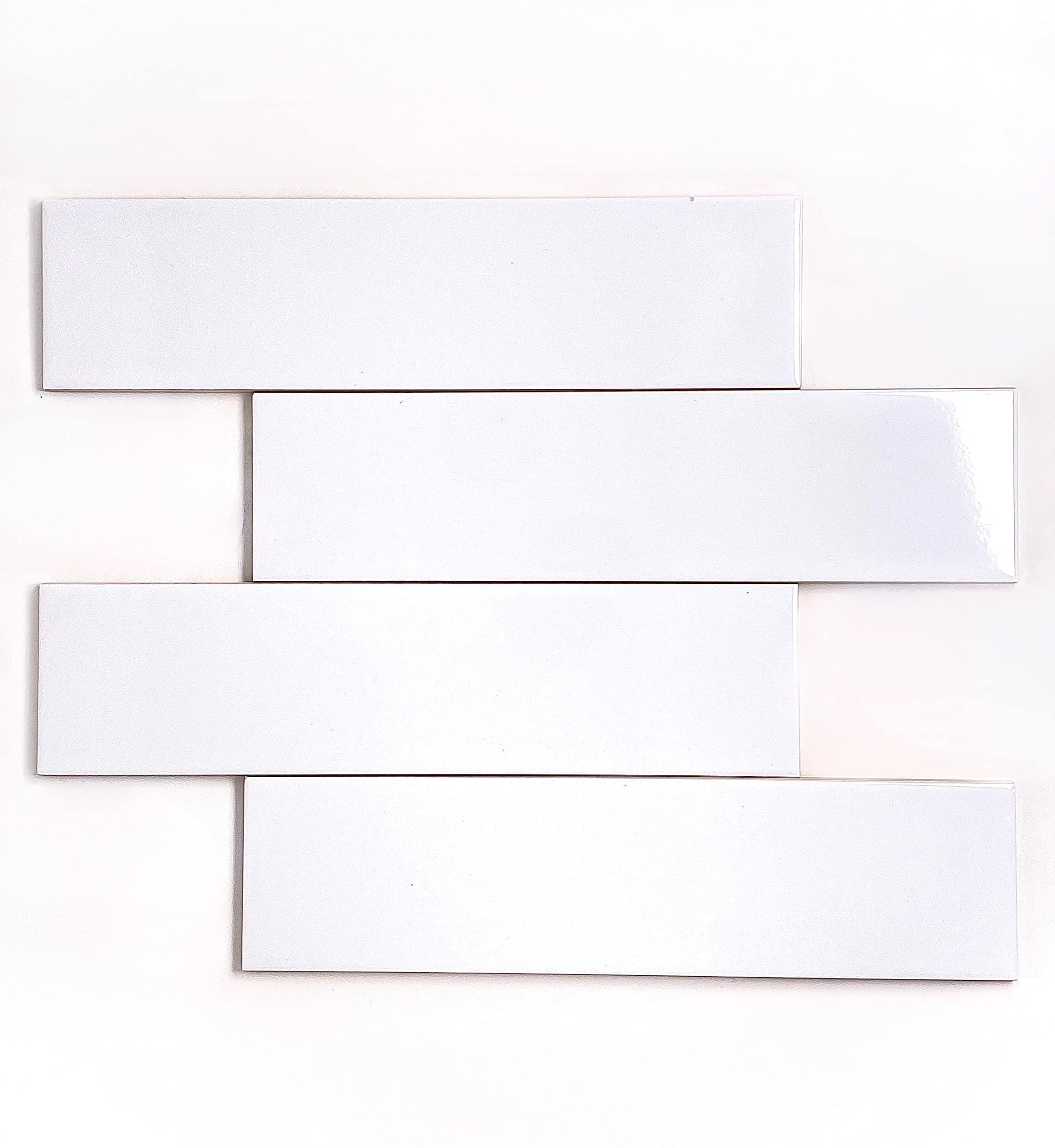 White Subway Tile Gloss Finish 2" X 8" ( 60 pieces- Box of 6.5 Sqft), Wall Tile, Backsplash Tile, Bathroom Tile, Designed in Italy