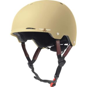 triple eight gotham dual certified helmet for skateboard, bike, roller skating, sizes for adults aand teens, cream matte, small / medium