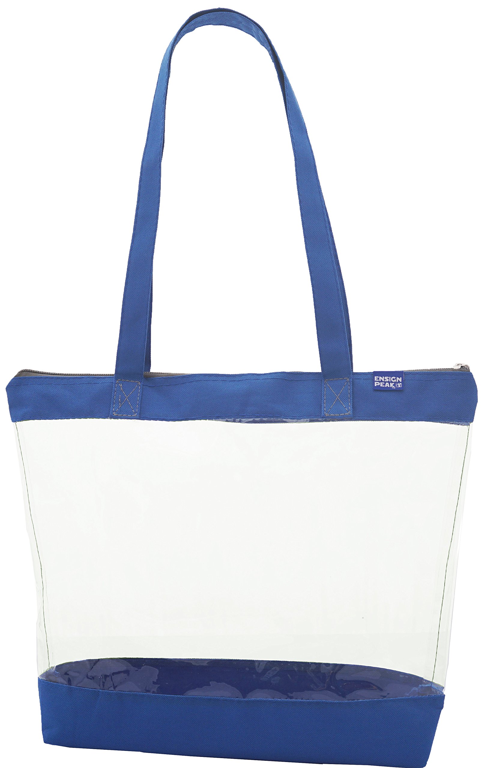 Clear Shoulder Tote with ZIPPER Closure, Royal