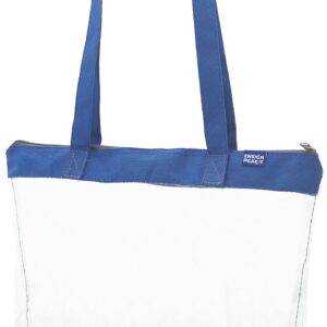 Clear Shoulder Tote with ZIPPER Closure, Royal