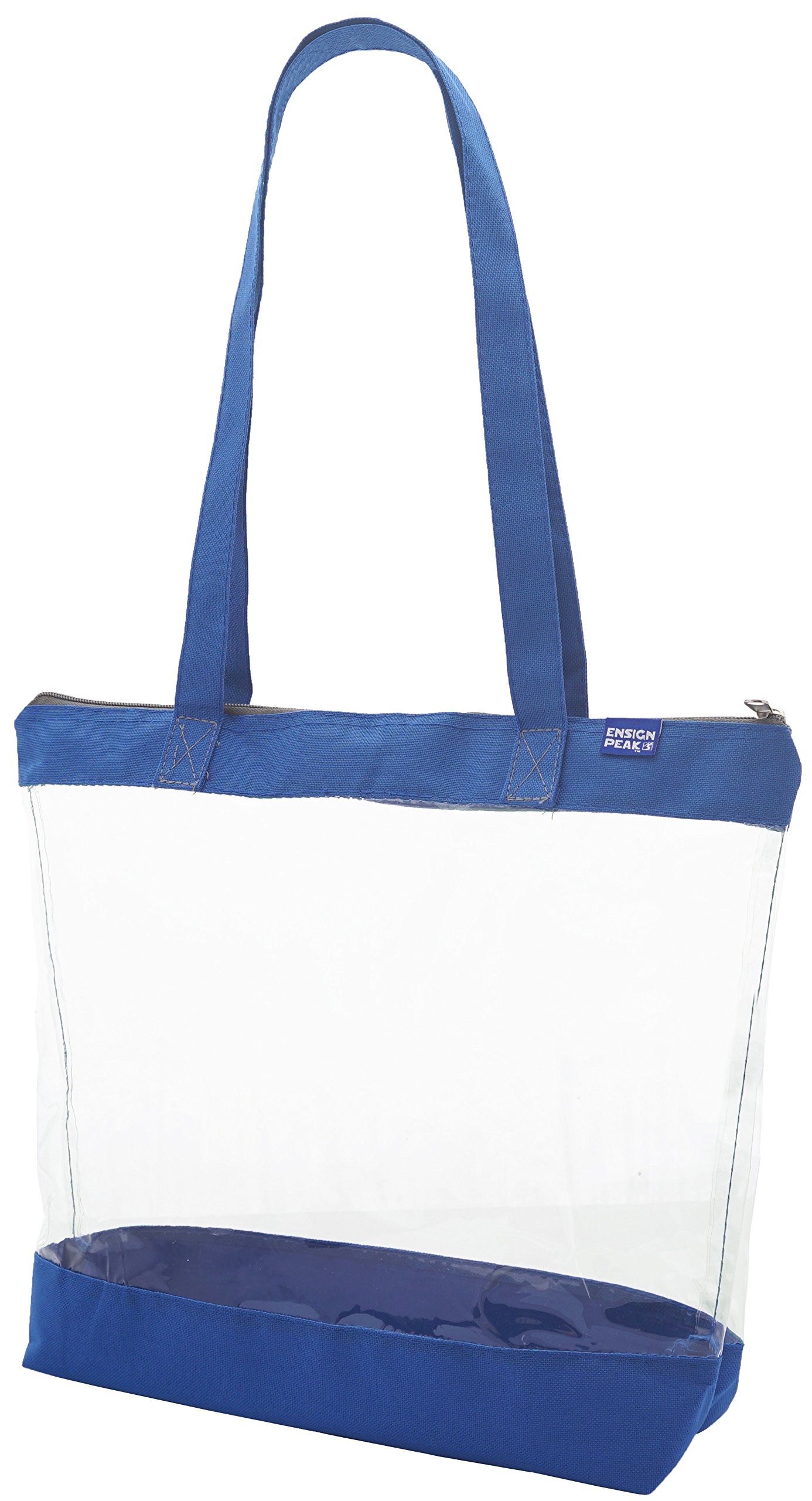 Clear Shoulder Tote with ZIPPER Closure, Royal