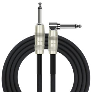 kirlin cable ip-202pr-20/bk - 20 feet - straight to right angle 1/4-inch plug instrument cable black pvc jacket