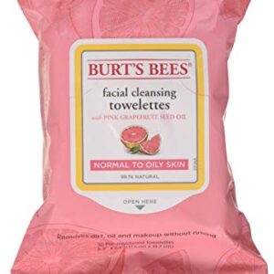 Burt's Bees Facial Cleansing Towelettes, Pink Grapefruit 30 ea (Pack of 2)