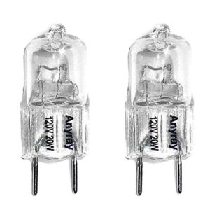 anyray (2-pack 20 watt g8 20w 120v halogen light bulb 20watt t4 jcd type gy8.6 110v-130volt less than 35mm = 1.38 inches