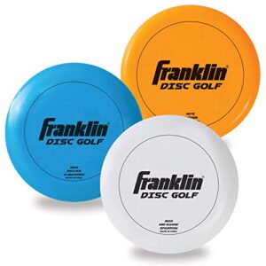 franklin sports pro disc golf discs set - equipment starter kit- driver, mid-range, putter discs included - full frolf - professional set