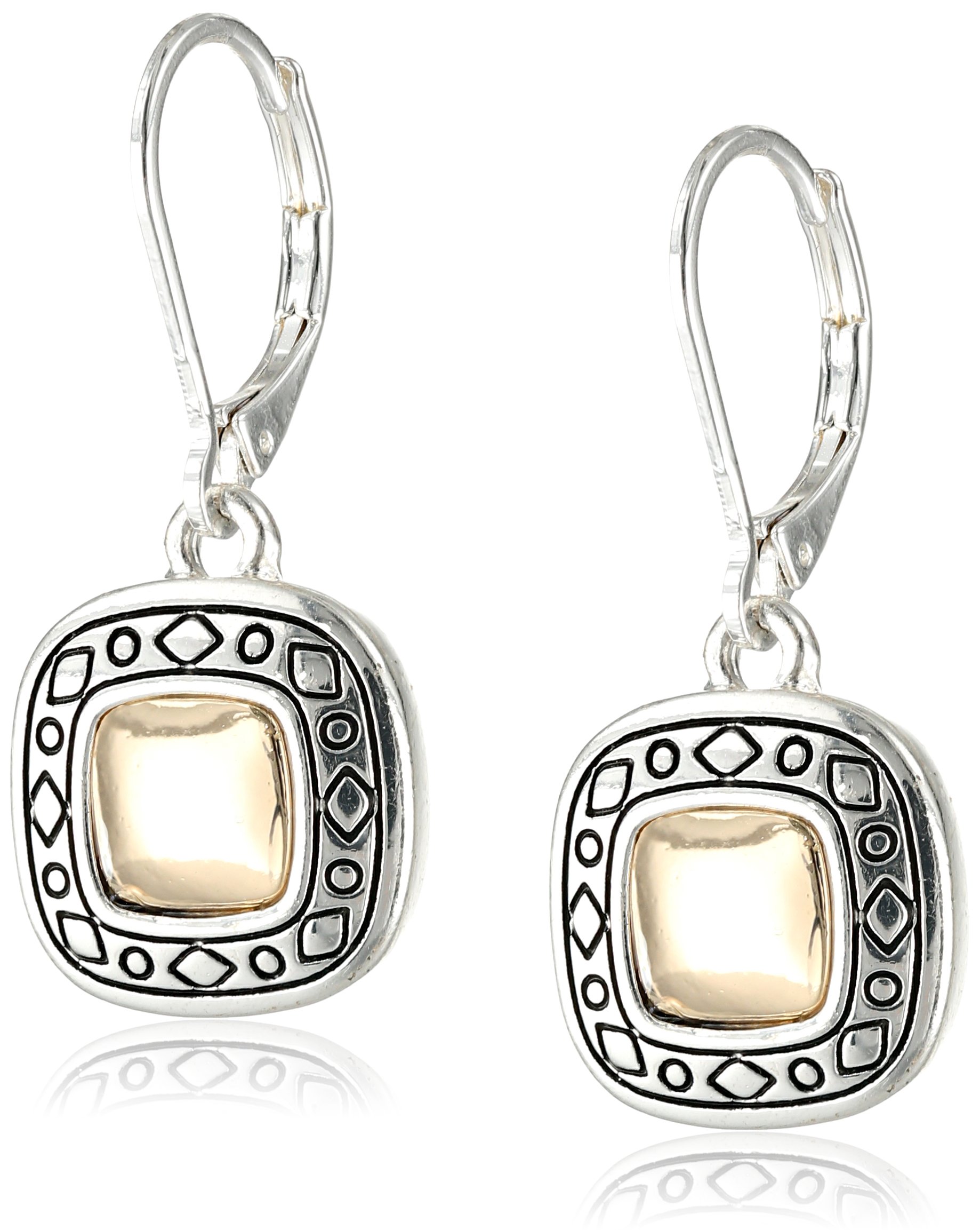 Napier Pattern Balance Two Tone Leverback Drop Earrings