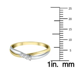 Three Stone Diamond Two Tone Ring in 10K White Gold