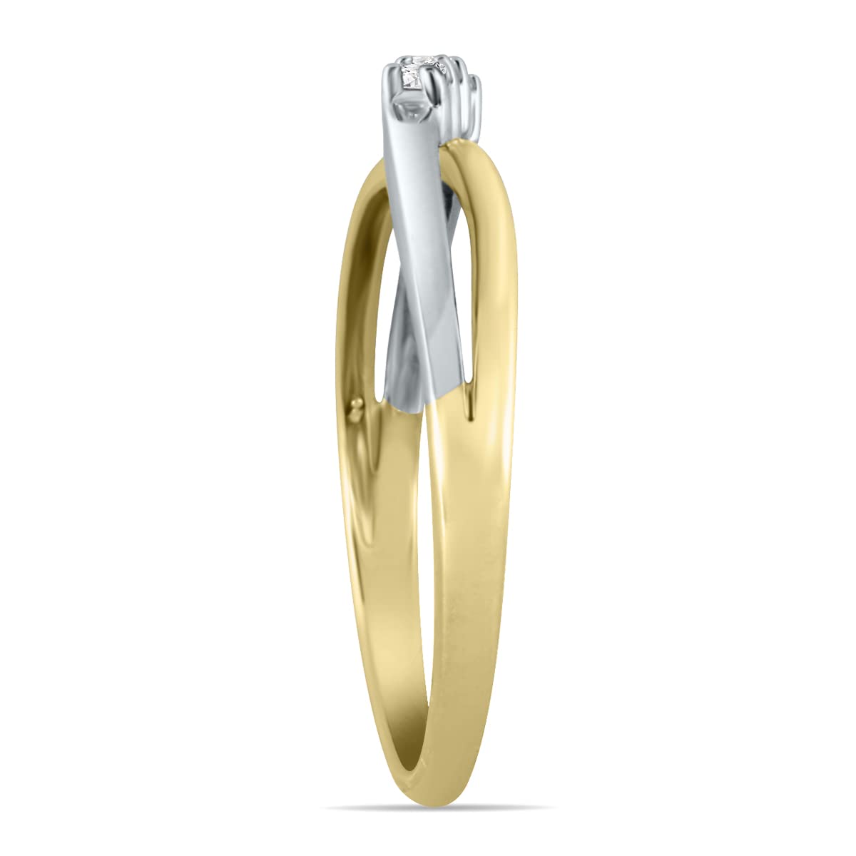 Three Stone Diamond Two Tone Ring in 10K White Gold