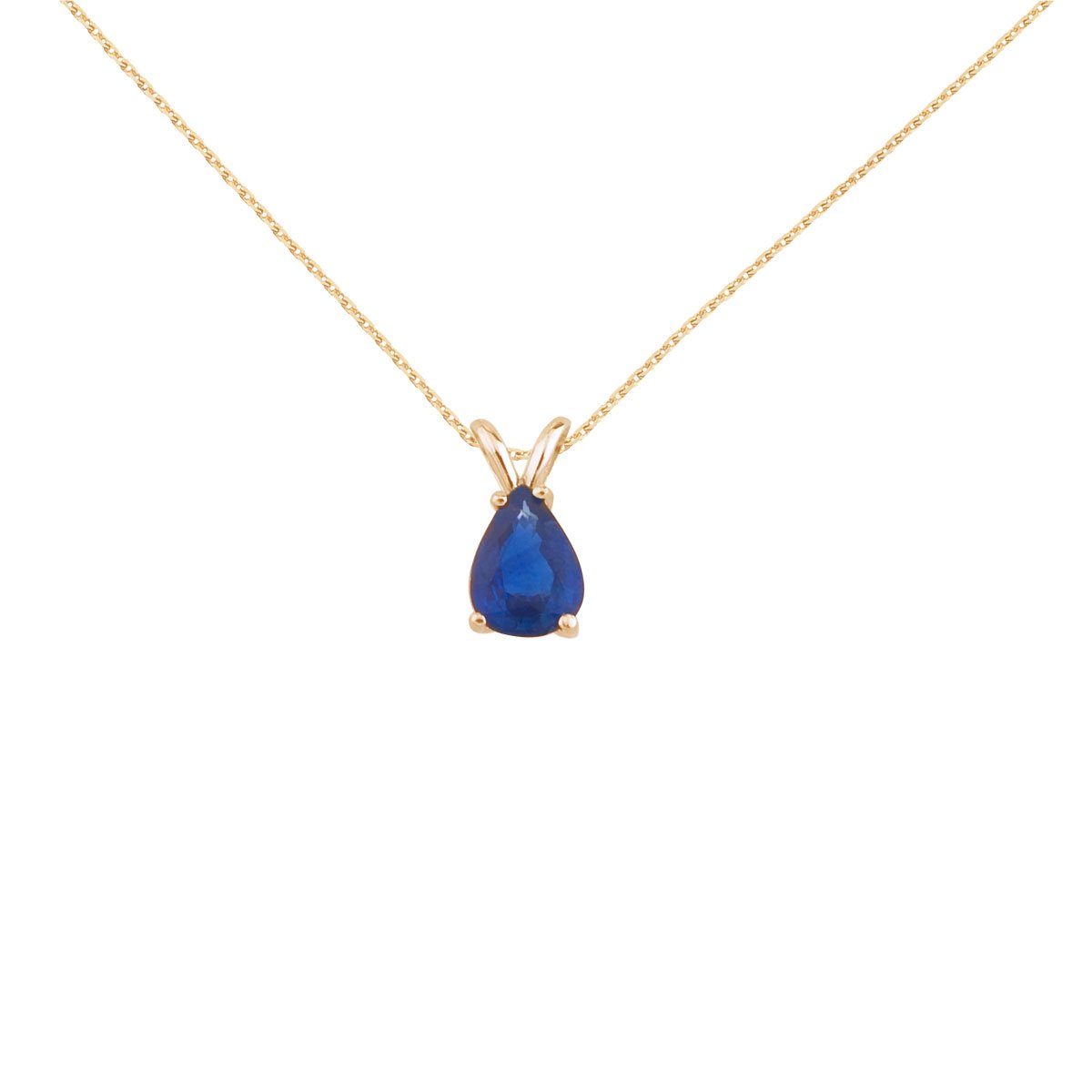 DIRECT-JEWELRY DON'T FORGET THE DASH 14k Yellow Gold Pear Shaped Sapphire Pendant with 18" Chain and Gift Box