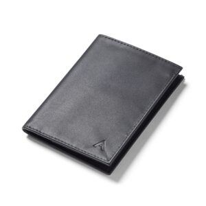 allett original wallet, onyx black | leather, slim, minimalist | rfid blocking, ultra thin bifold, front pocket | holds 4-24+ cards, bills, receipts | wallets for men & women | made in the usa