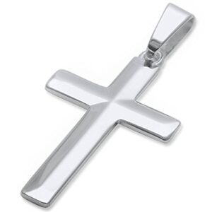 diamond cut solid cross .925 sterling silver pendant 1" long