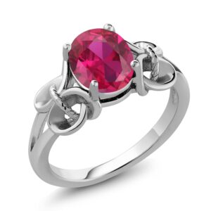 sterling silver red created ruby women's ring (2.39 cttw, 9x7mm oval),red,size 6