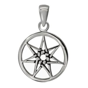 moonlight mysteries fairy star pendant - small sterling silver faerie star septagram pendant jewelry (5/8 inch diameter)