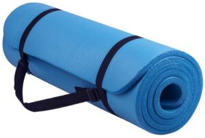 signature fitness all purpose 1/2-inch extra thick high density anti-tear exercise yoga mat with carrying strap, blue