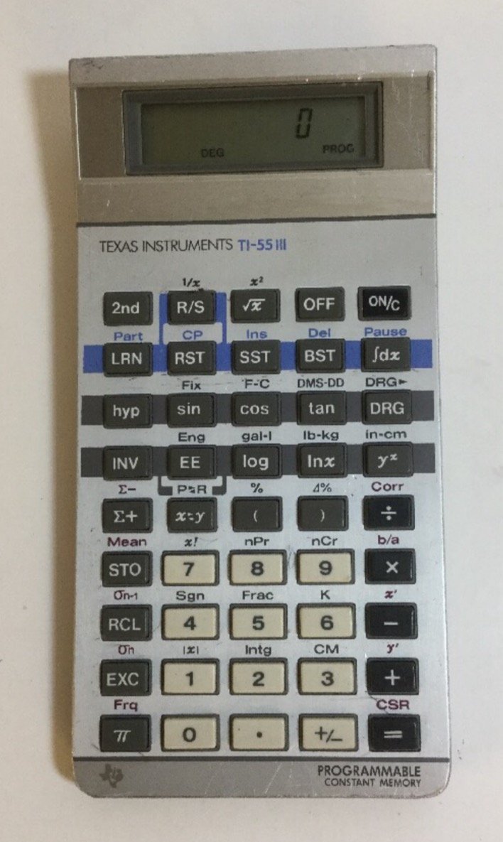 Texas Instruments Ti-55 III Texas Instruments Programmable Constant Memory Battery Operated Electronic Calculator (Recommended Battery: Use 2 of Rw-82, A-76, or Normal Standard Size Button Batteries)