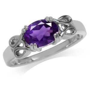 silvershake 1.4 ctw 8x6mm genuine oval shape african purple amethyst 925 sterling silver victorian inspired solitaire ring february gemstone birthstone size 8