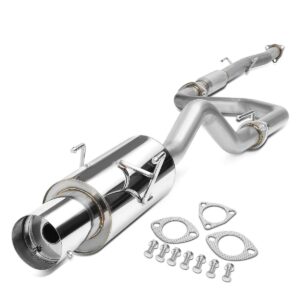 4 inches round muffler tip catback exhaust system compatible with acura integra rs gs ls 4-door sedan 1994-2001, stainless steel