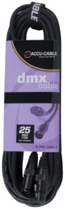 accu cable ac5pdmx25, dmx stage light cable, 5 pin male to 5pin female connection (25 ft)