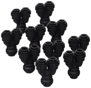 john guest speedfit 738279 black 1/4" od polypropylene push-to-connect two-way divider (10-pack)