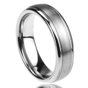 prime pristine 6mm 8mm mens womens stainless steel weddign band ring brushed center domed comfort fit ring sz: 13.5