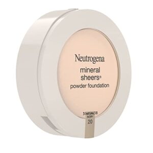 Neutrogena Mineral Sheers Compact Powder Foundation, Lightweight & Oil-Free Mineral Foundation, Fragrance-Free, Natural Ivory 20,.34 oz (Pack of 2)