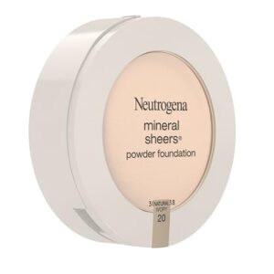 Neutrogena Mineral Sheers Compact Powder Foundation, Lightweight & Oil-Free Mineral Foundation, Fragrance-Free, Natural Ivory 20,.34 oz (Pack of 2)