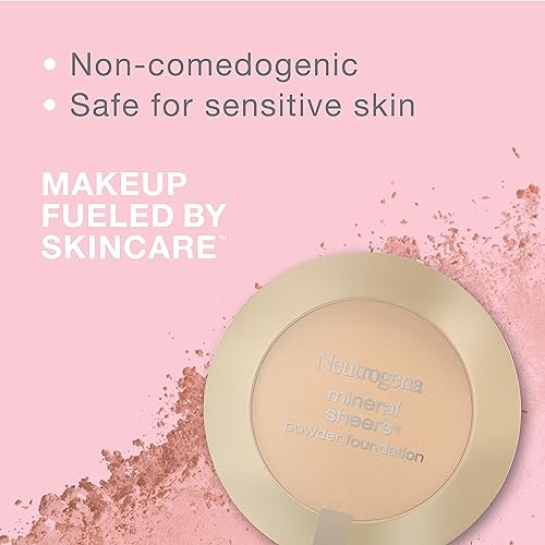 Neutrogena Mineral Sheers Compact Powder Foundation, Lightweight & Oil-Free Mineral Foundation, Fragrance-Free, Natural Ivory 20,.34 oz (Pack of 2)