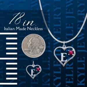 Arbach’s Icy Jewelry - Sterling Silver Box Chain Personalized Birthstone Pendant Statement Necklace - Heart & Letter (E)