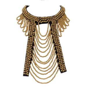 Alilang Women's Egyptian Tribal Ethnic Bohemian Golden Beaded Bib Collar Statement Necklace