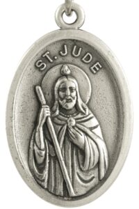 catholica shop catholic religious wear saint jude pray for us silver tone medal pendant - 1" height x 0.67" width - lot of 12