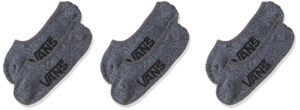 vans men's no show socks heather gray with black lettering - 3 pairs