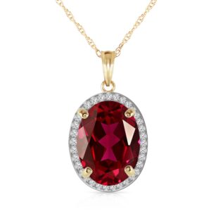 galaxy gold gg 14k 24" solid yellow gold necklace 7.93 ct oval-shaped ruby diamonds pendant