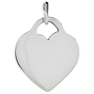 sterling silver flat heart pendant handmade 1 inch wide