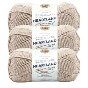 lion brand yarn heartland yarn for crocheting, knitting, and weaving, multicolor yarn, 3-pack, grand canyon